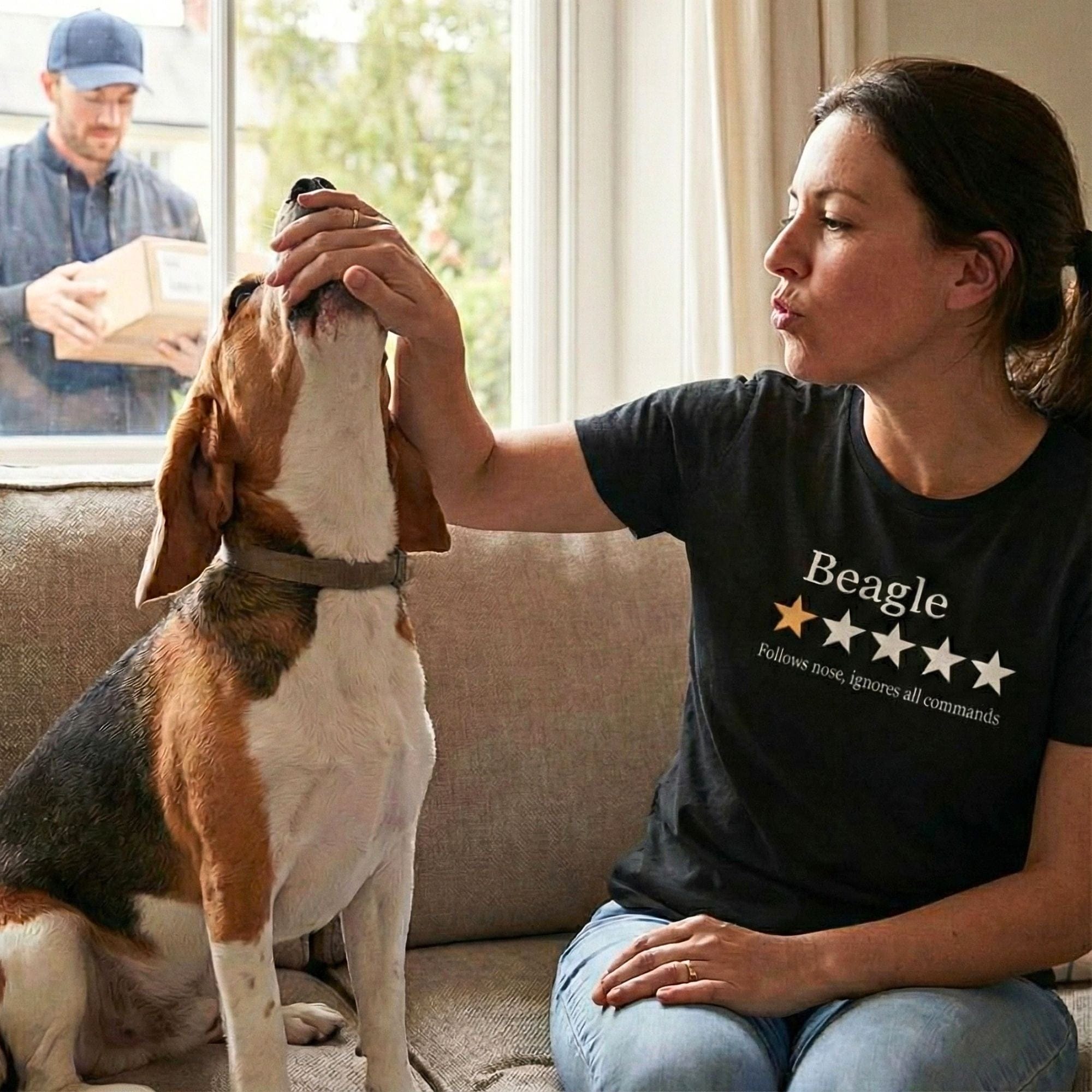 Beagle 1-Star Review 'Follows nose, ignores all commands' T-Shirt