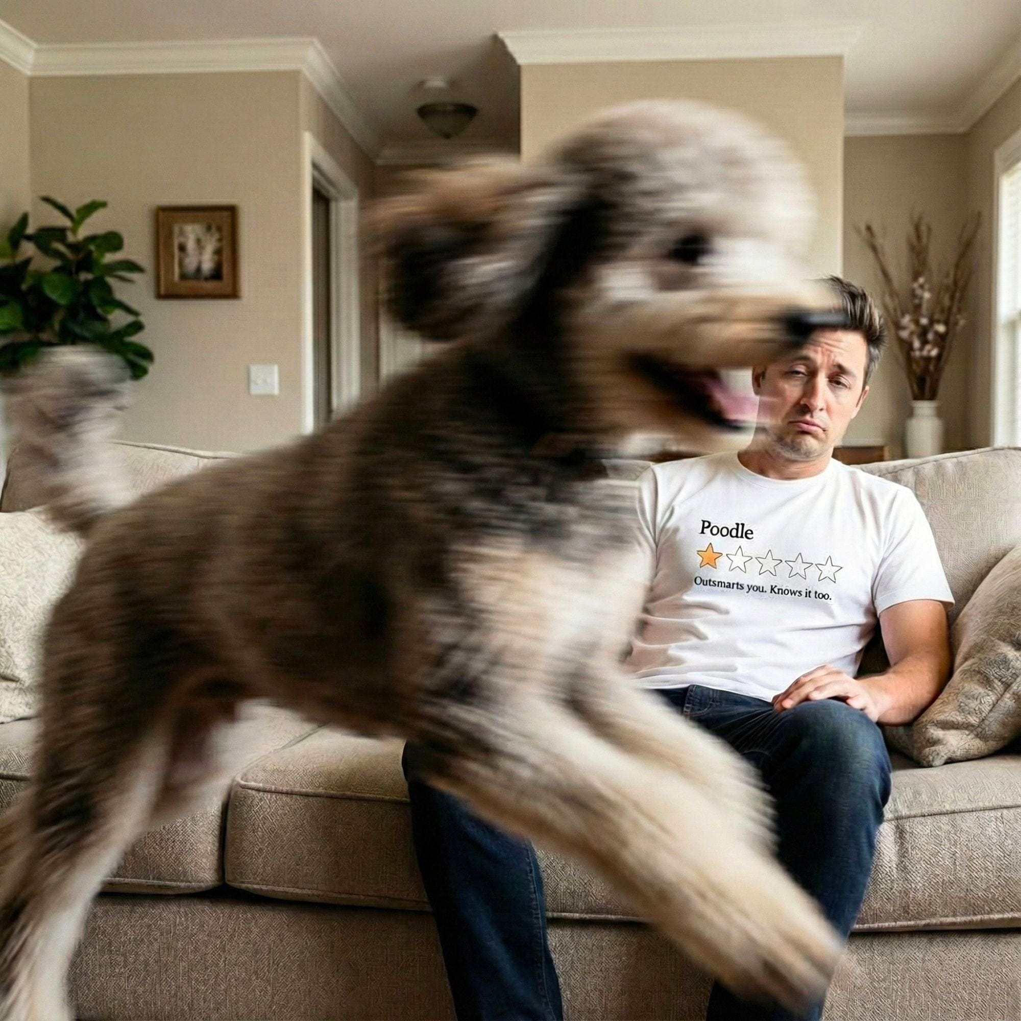 Poodle 1-Star Review 'Outsmarts you. Knows it too' T-Shirt
